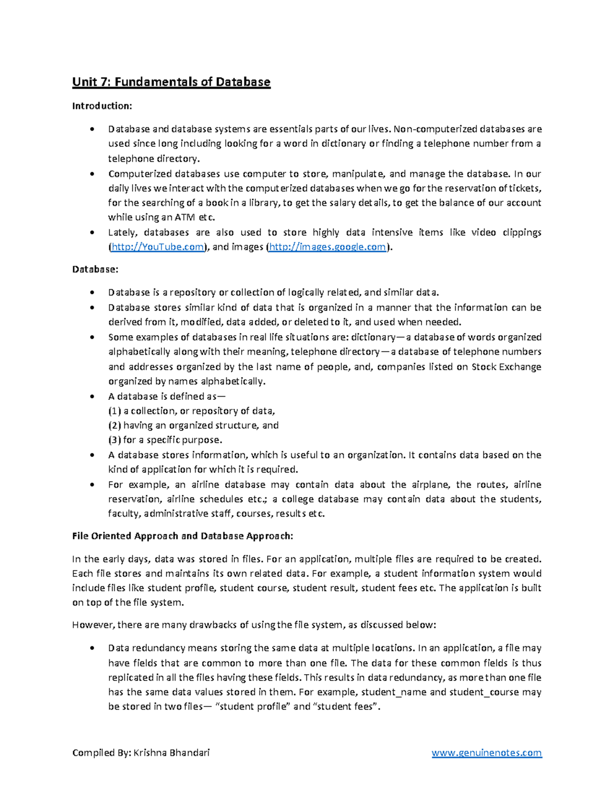 Unit 7 Fundamentals of Database - Unit 7: Fundamentals of Database ...