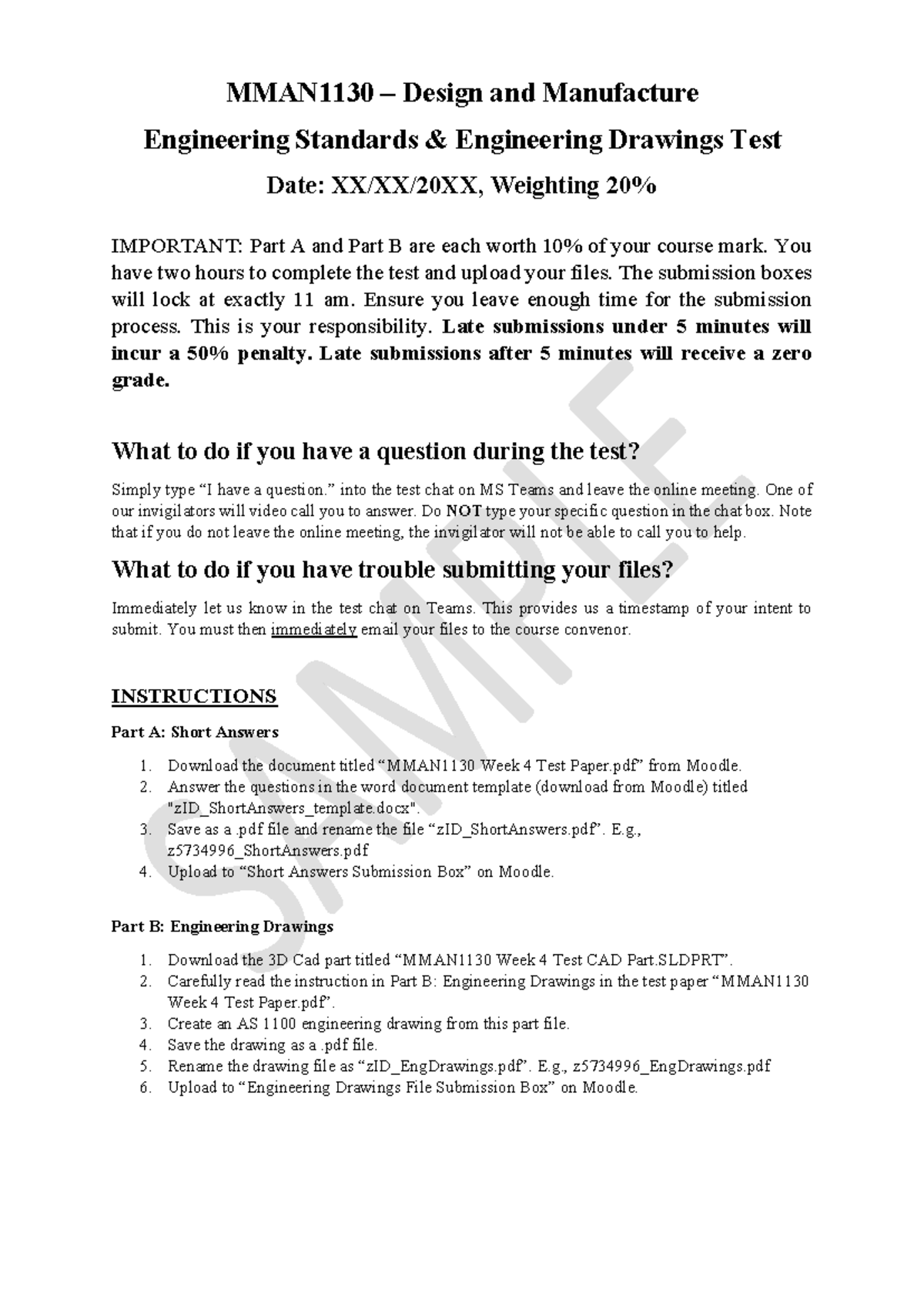 [Practice] MMAN1130 Week 4 Sample Test Paper - MMAN1130 – Design and ...