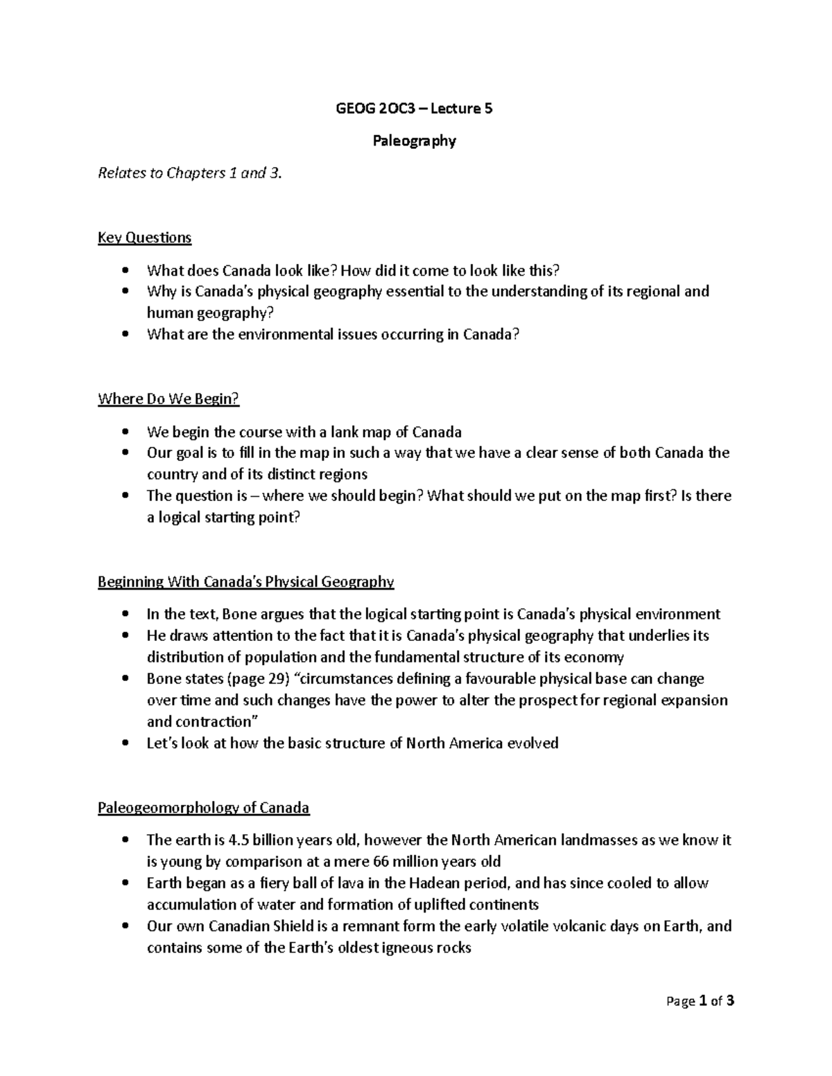 GEOG 2OC3 - Lecture 5 - Paleogeography - GEOG 2OC3 – Lecture 5 ...