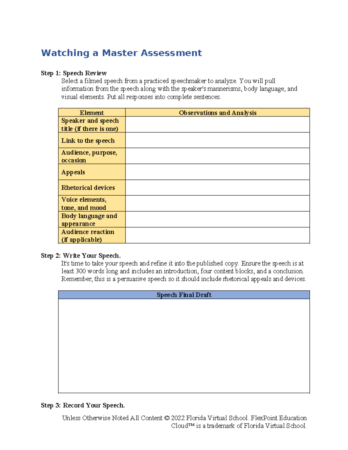Watching a master assess rubric - Watching a Master Assessment Step 1 ...