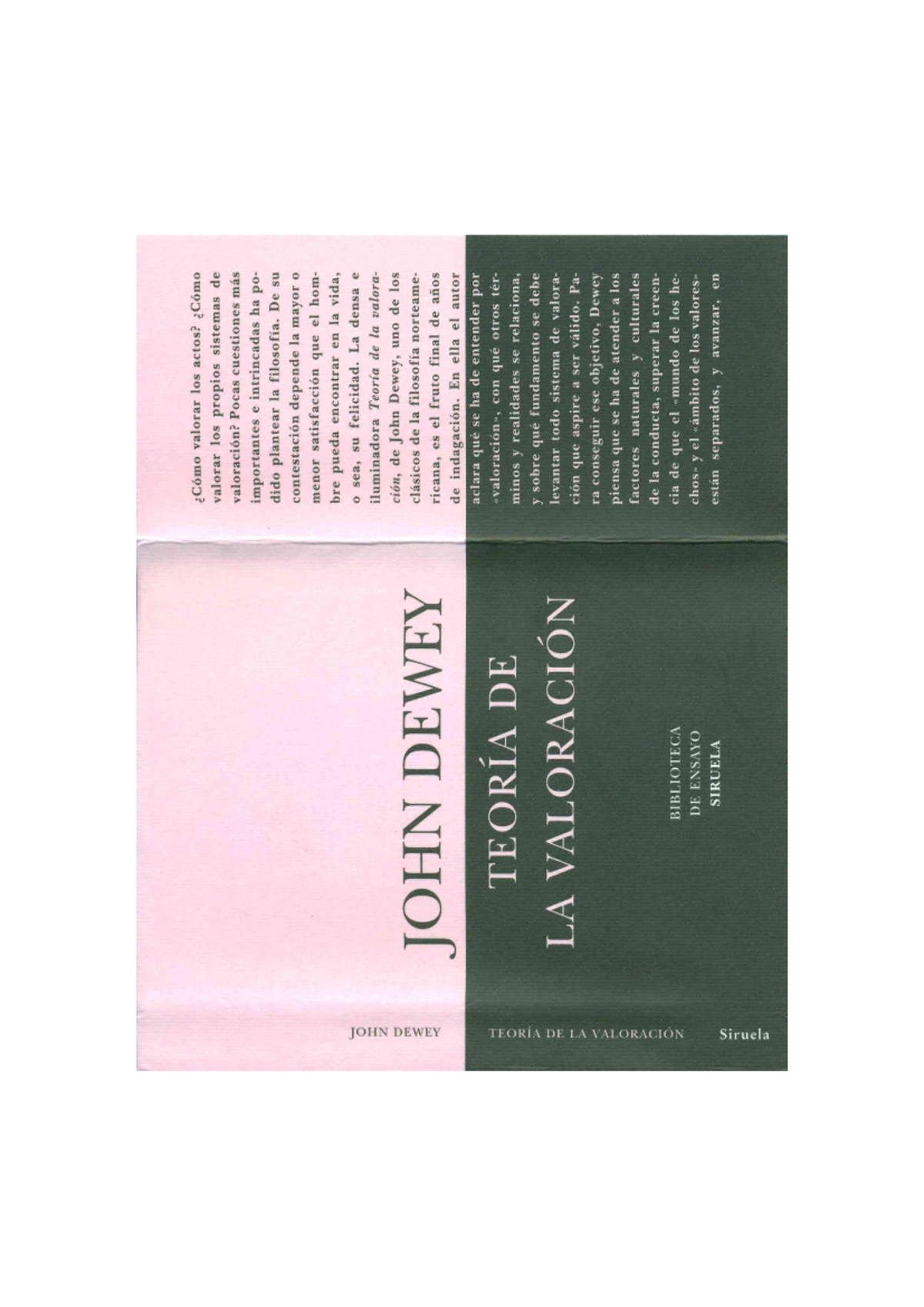 Dewey Teoría de la Valoración (Cap. 1) - Filosofia del Derecho - Studocu