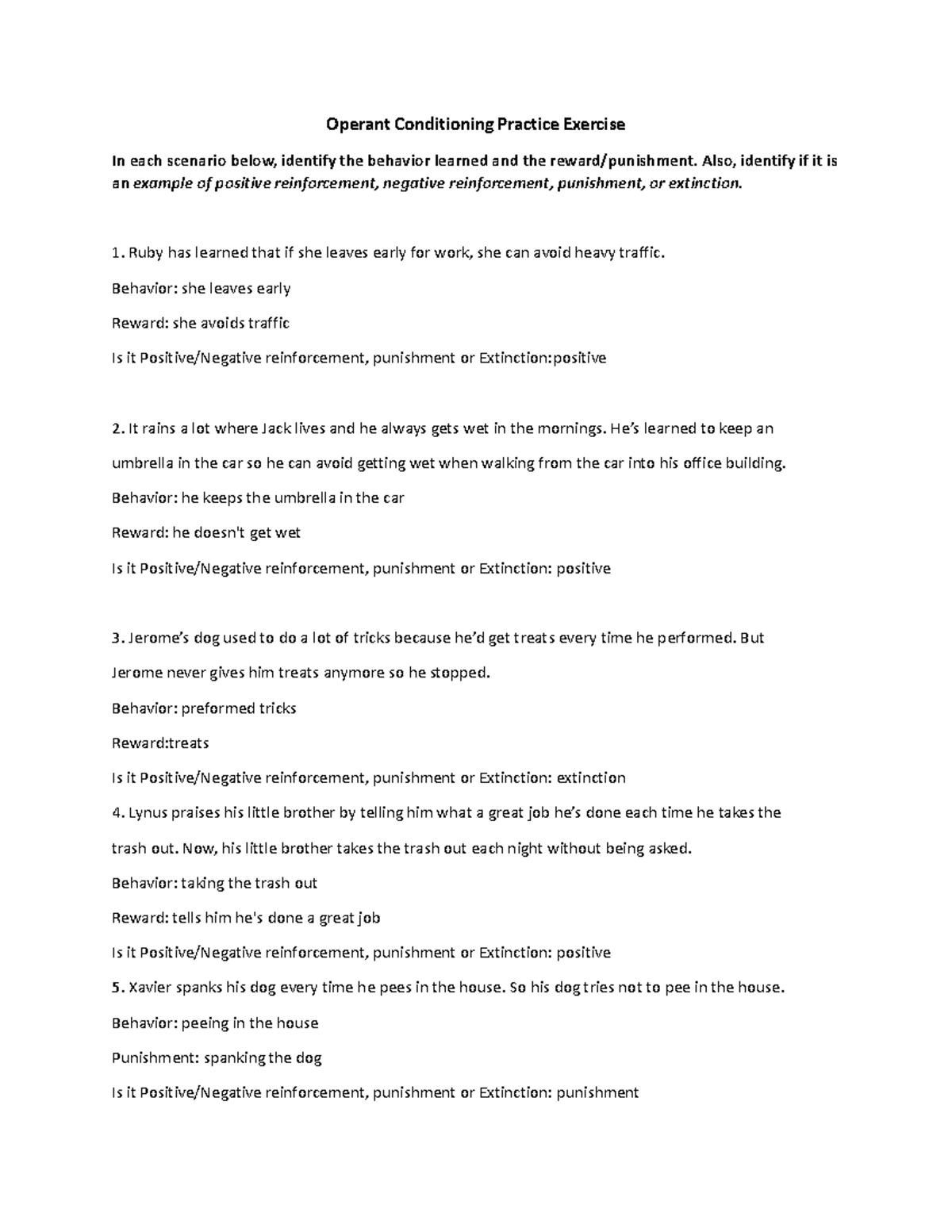 Maximus Lopez - Operant Conditioning Practice Exercise Unit 4 Johnson ...