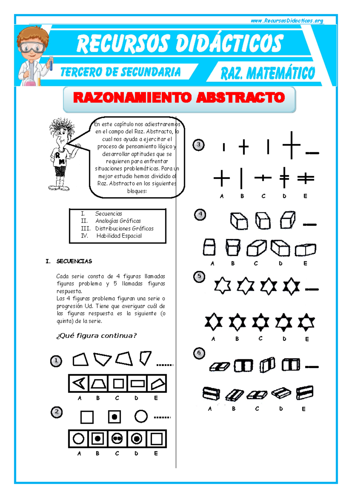 Ejerccios de Razonamiento Abstracto para Tercero de Secundaria ...