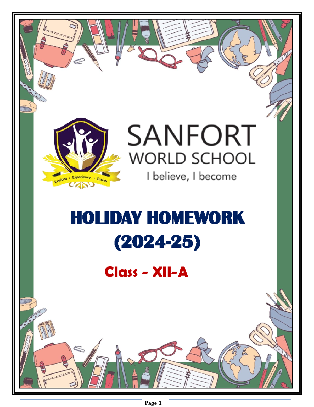 Classxiia Holiday Homework 2425 - HOLIDAY HOMEWORK (202 4 -2 5 ) Class ...