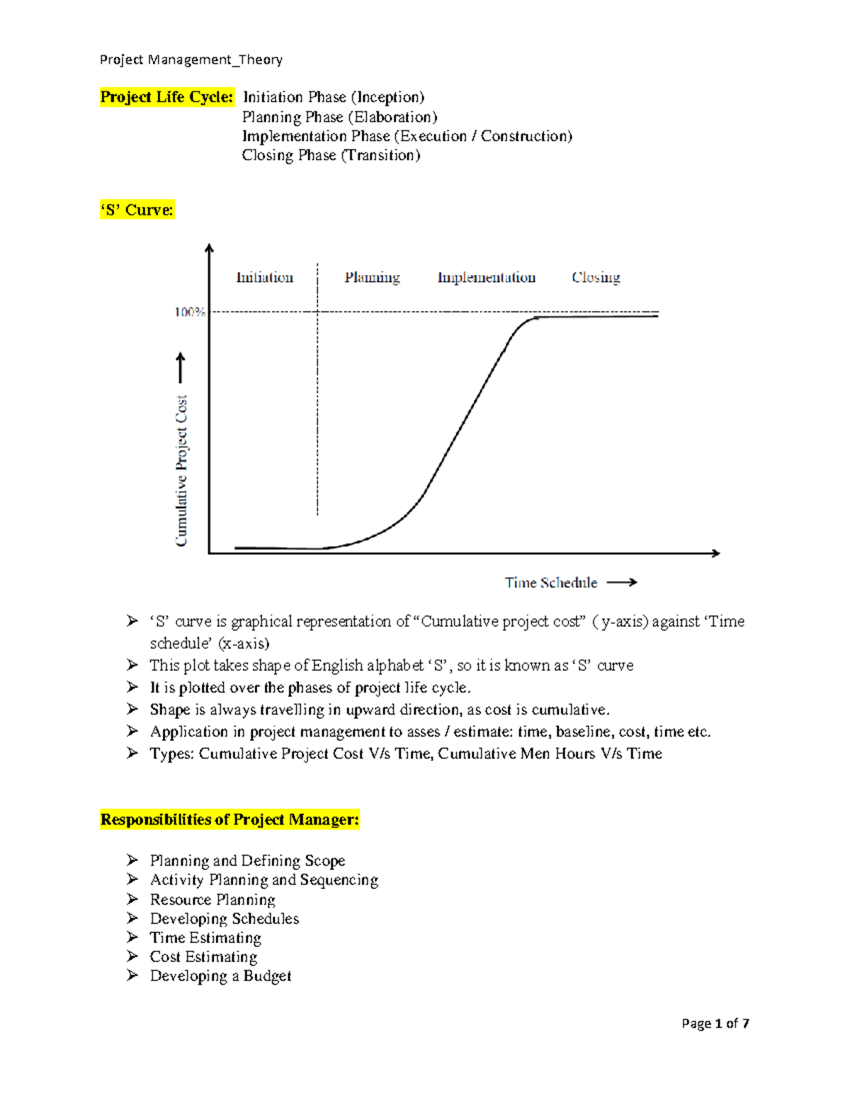 Project Management Theory Notes - Project Life Cycle: Initiation Phase ...