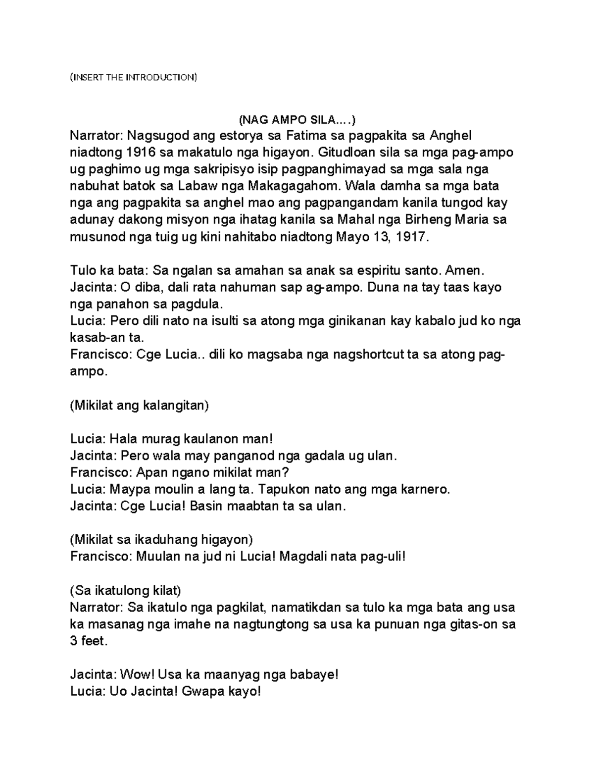 Script FOR MAY 5 - (INSERT THE INTRODUCTION) (NAG AMPO SILA ...