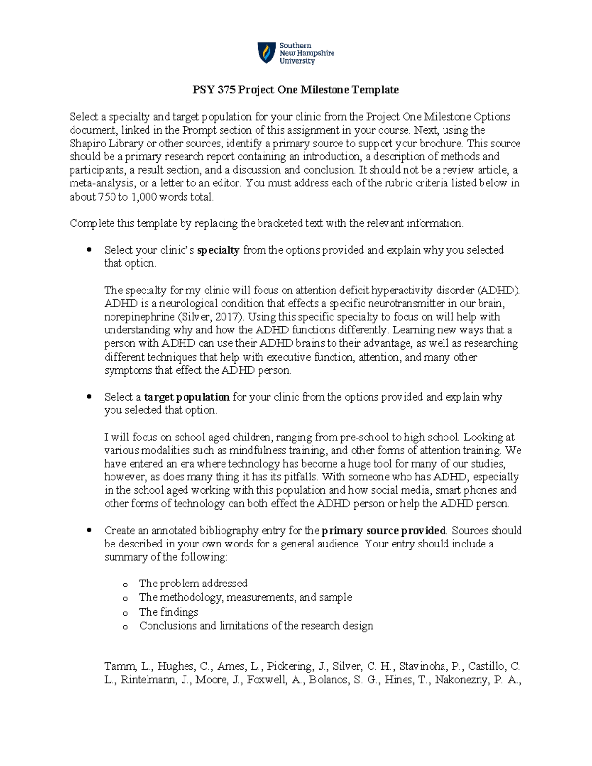 PSY 375 Cognitive Project One Milestone - PSY 375 Project One Milestone ...
