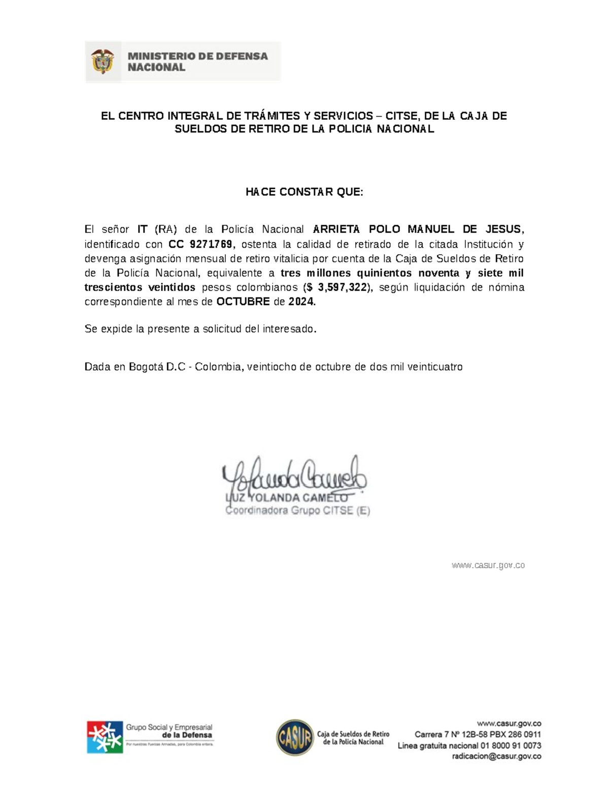 Vinculacion-sueldo - GFCGNDFNDF - EL CENTRO INTEGRAL DE TRÁMITES Y ...