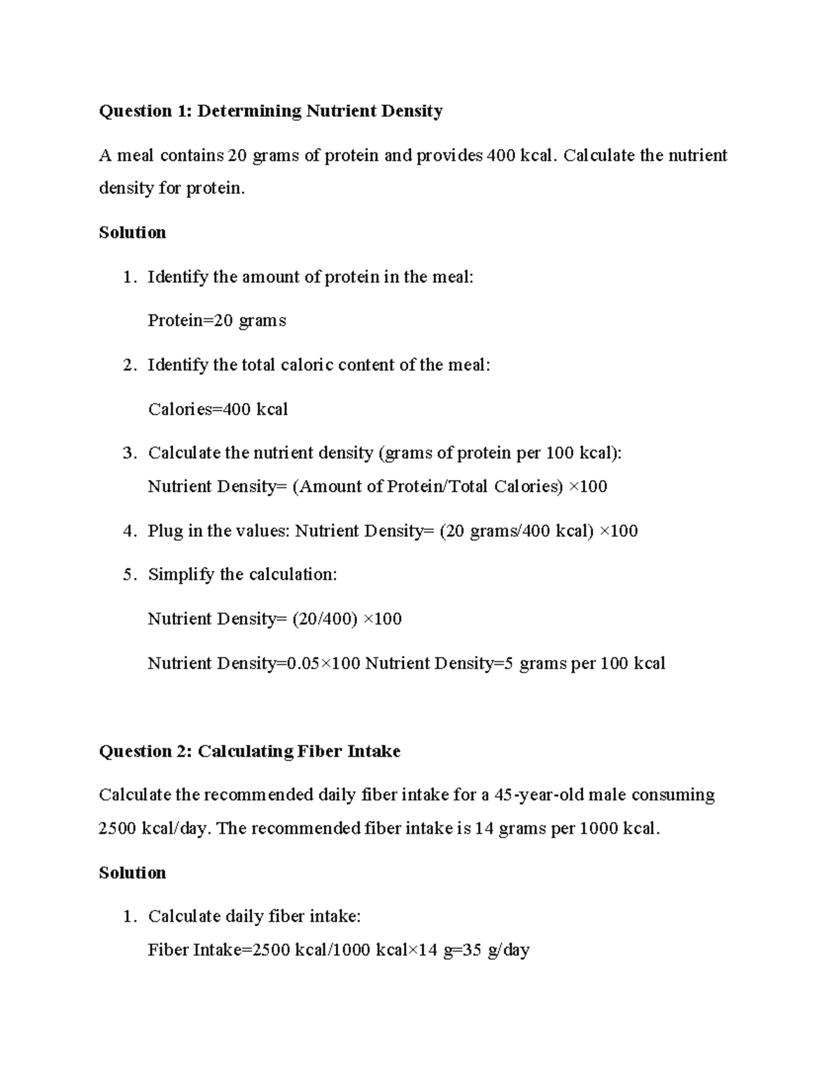 CDR Exam Practice Q and A 4 - Question 1: Determining Nutrient Density ...