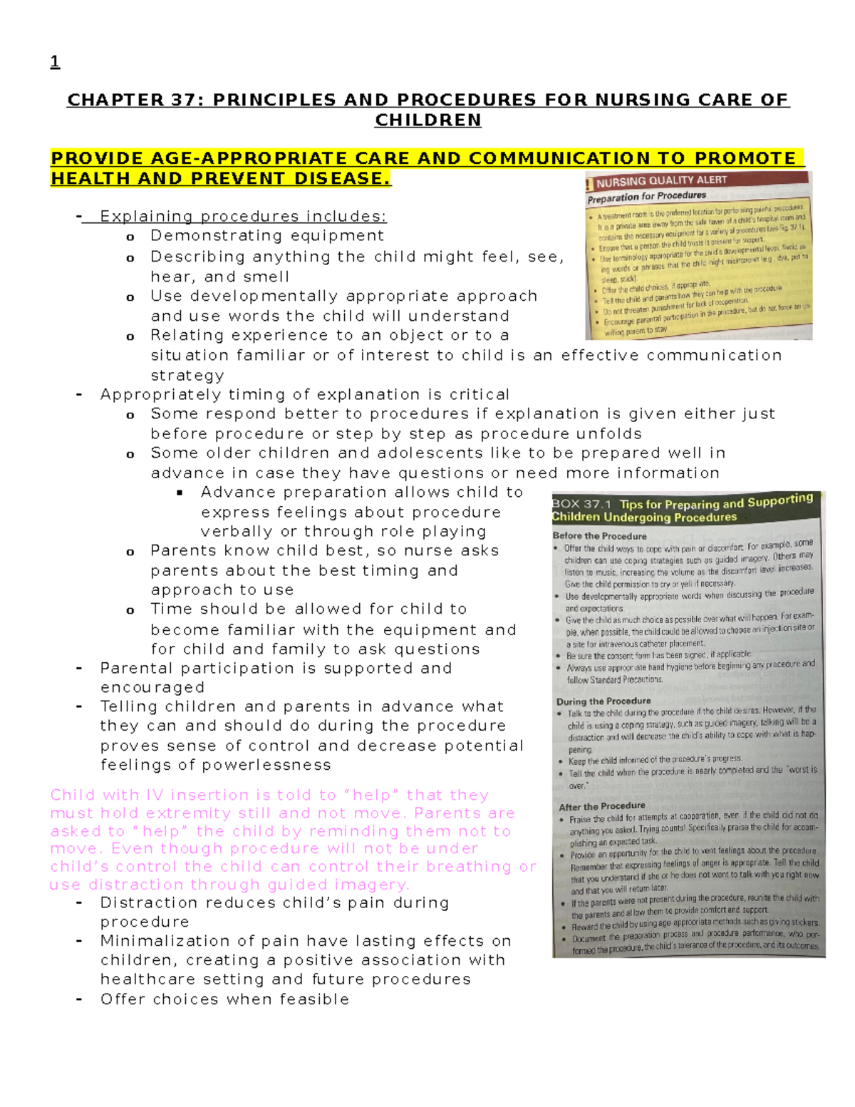 Unit 2 - chapter 37 - Notes - CHAPTER 37: PRINCIPLES AND PROCEDURES FOR ...