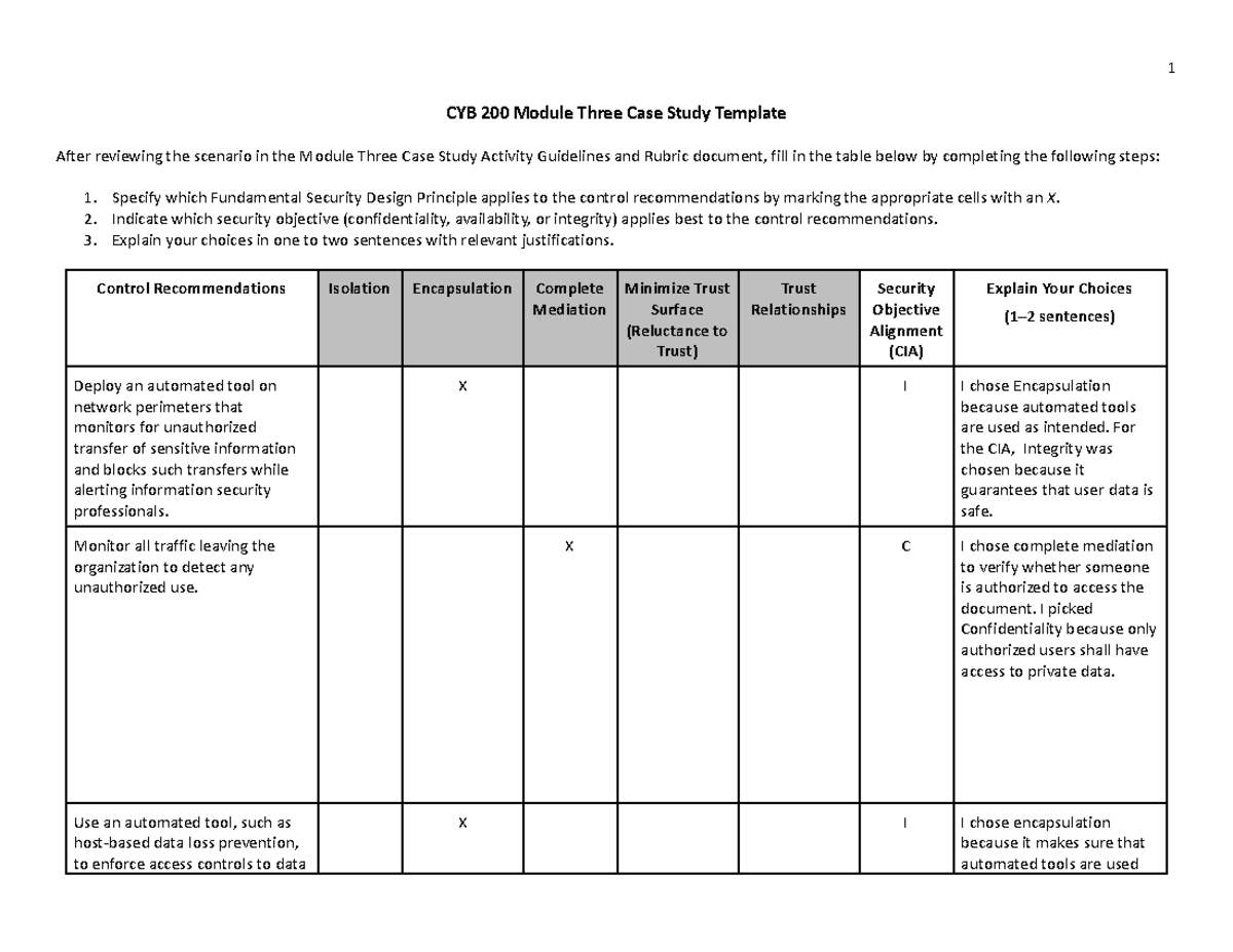 CYB 200 Module Three Case Study - Specify which Fundamental Security ...