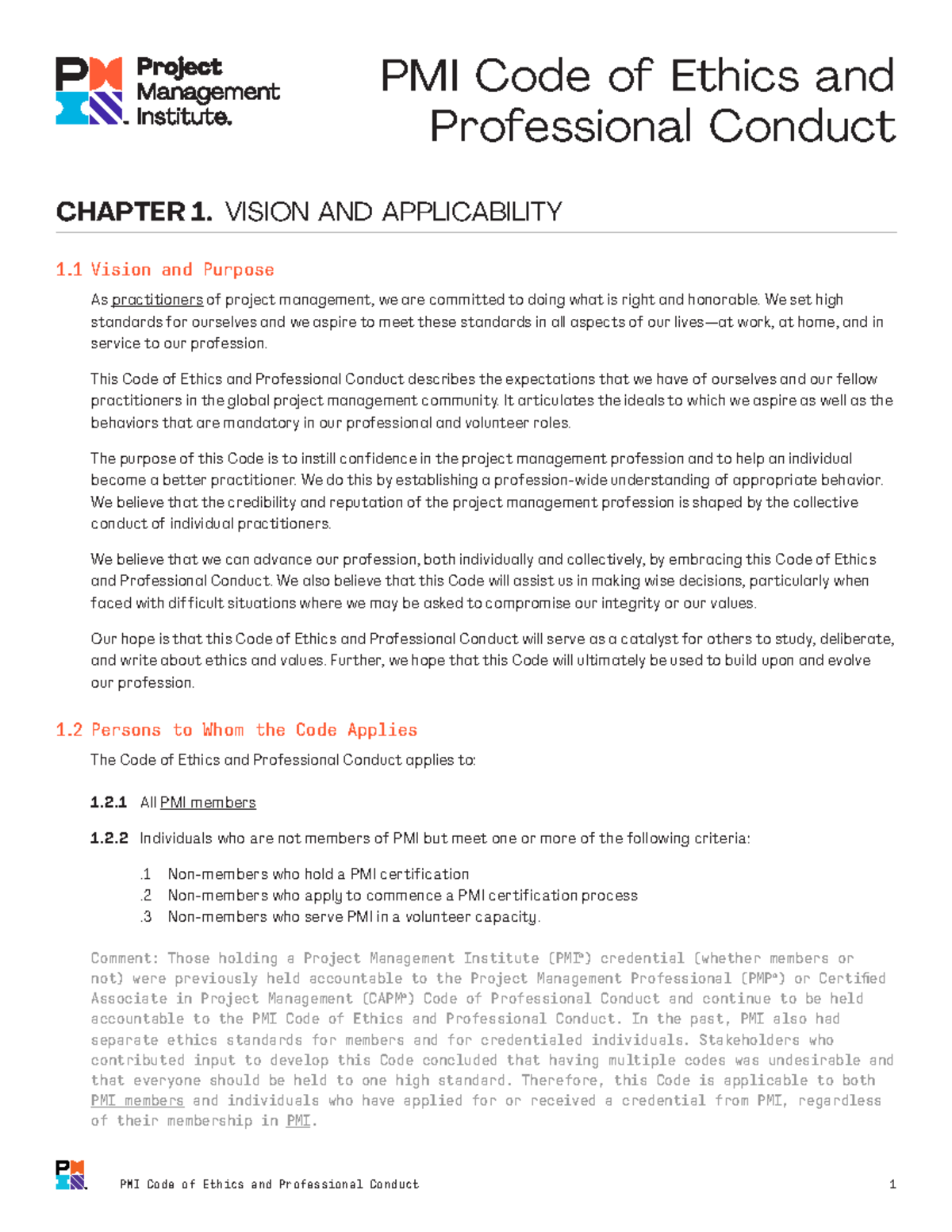 Pmi code of ethics - PMI Code of Ethics and Professional Conduct ...