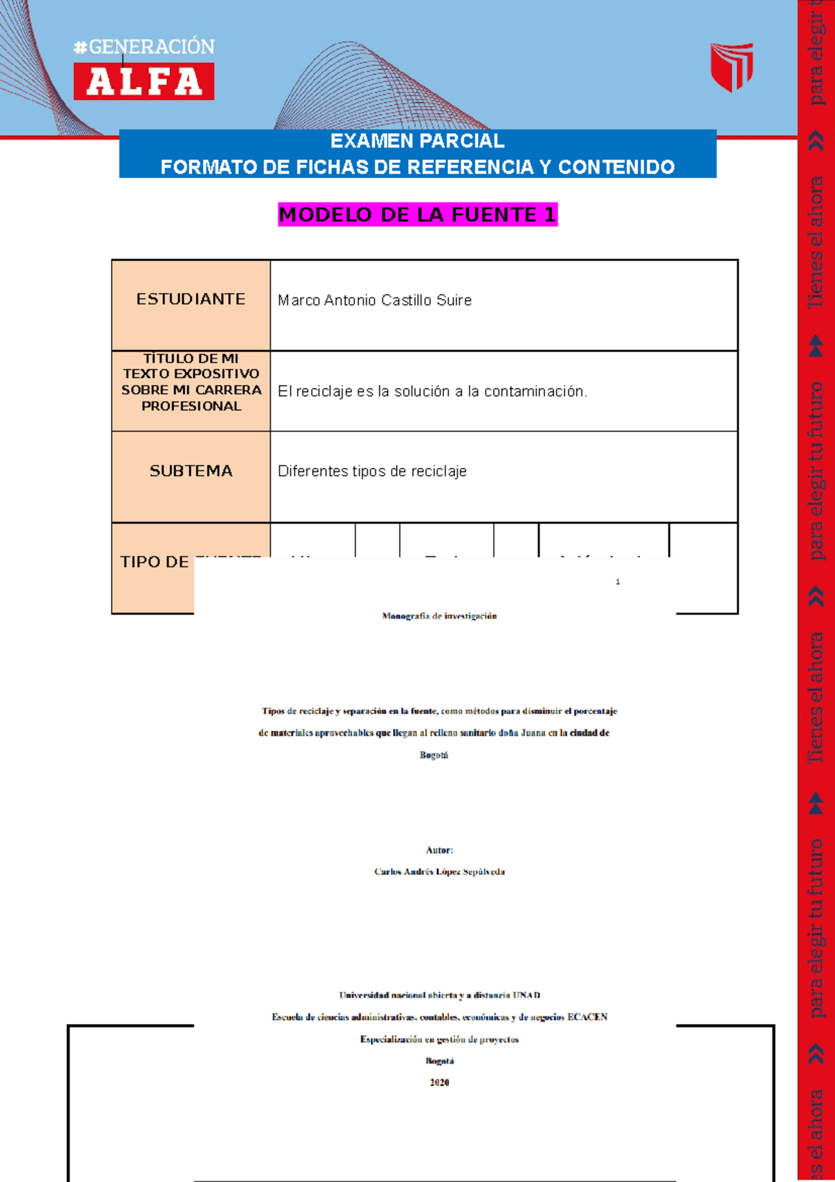 Formato PARA EL Examen Parcial - EXAMEN PARCIAL FORMATO DE FICHAS DE ...