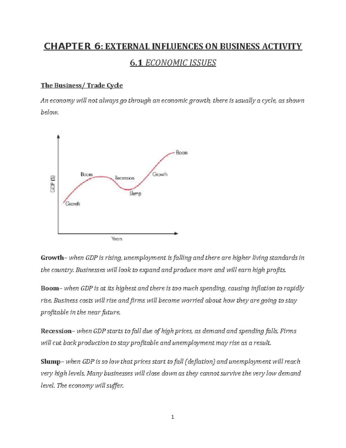 Chap 6 External influences on business activity - CHAPTER 6 : EXTERNAL ...