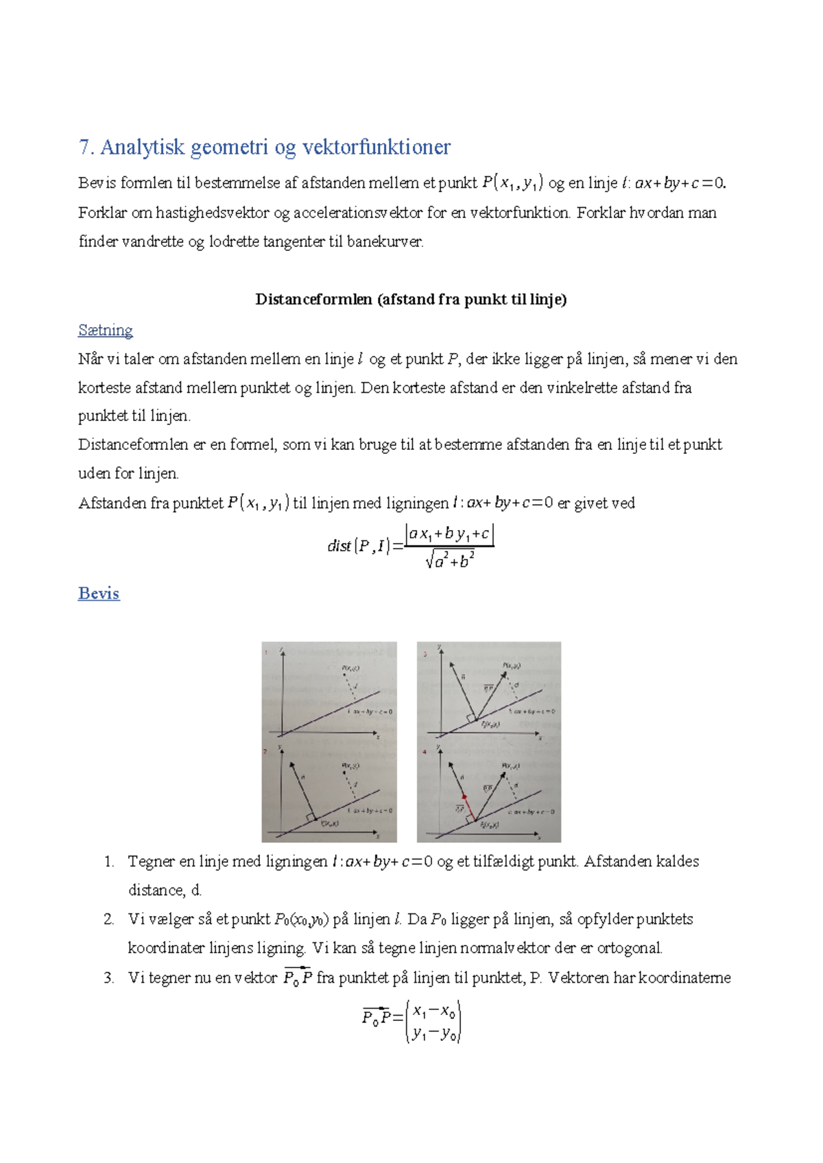 7. Analytisk geometri og vektorfunktioner - 7. Analytisk geometri og vektorfunktioner Bevis ...