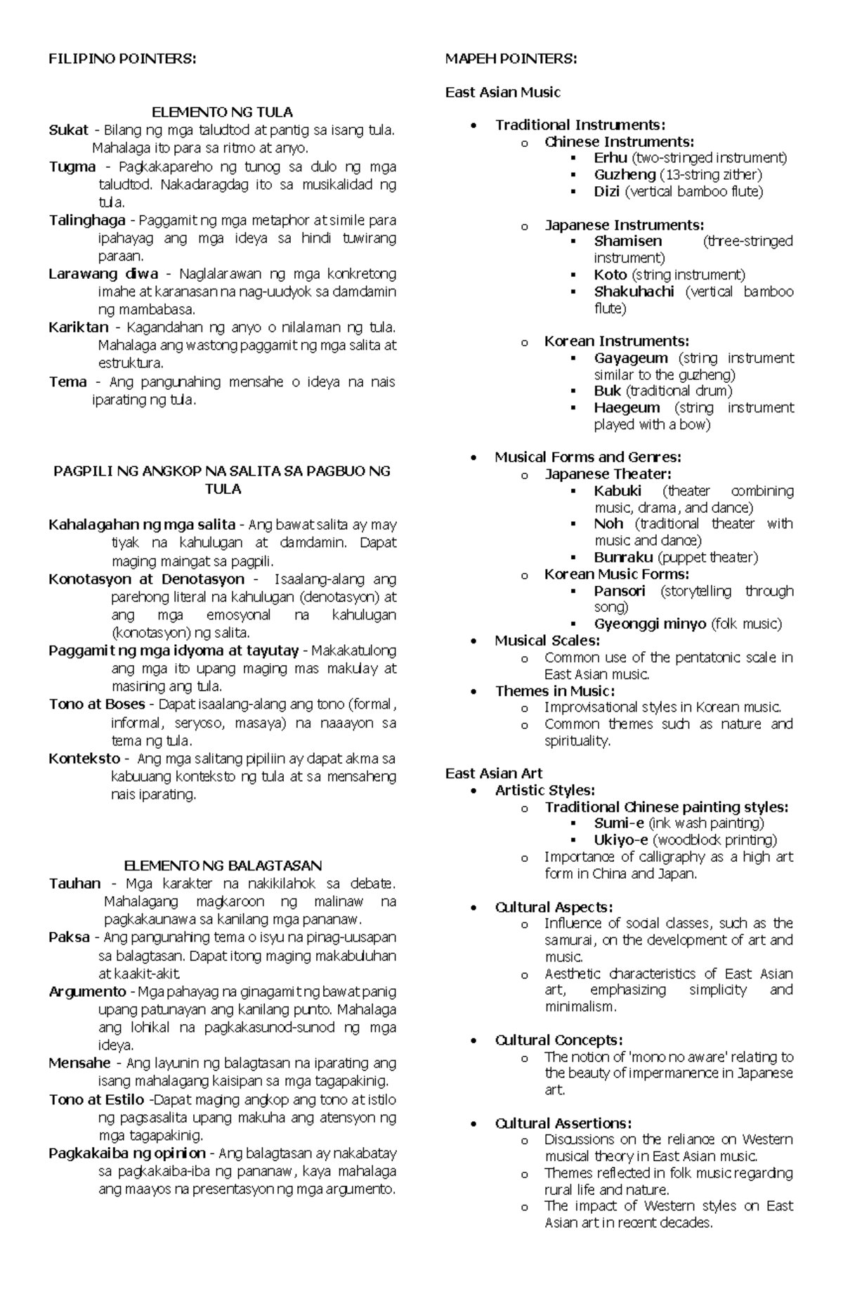 Filipino Pointers - FILIPINO POINTERS: ELEMENTO NG TULA Sukat - Bilang ng mga taludtod at pantig ...
