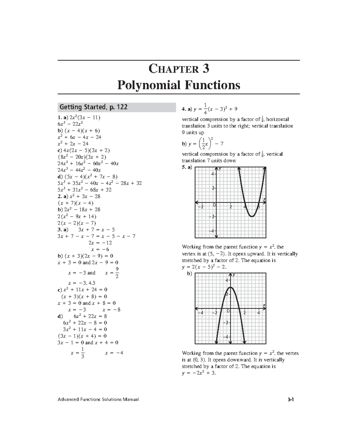 Unit 3 - Solutions - Getting Started, p. 122 a) b) c) d) a) b) a) b) and and c) and d) and a ...