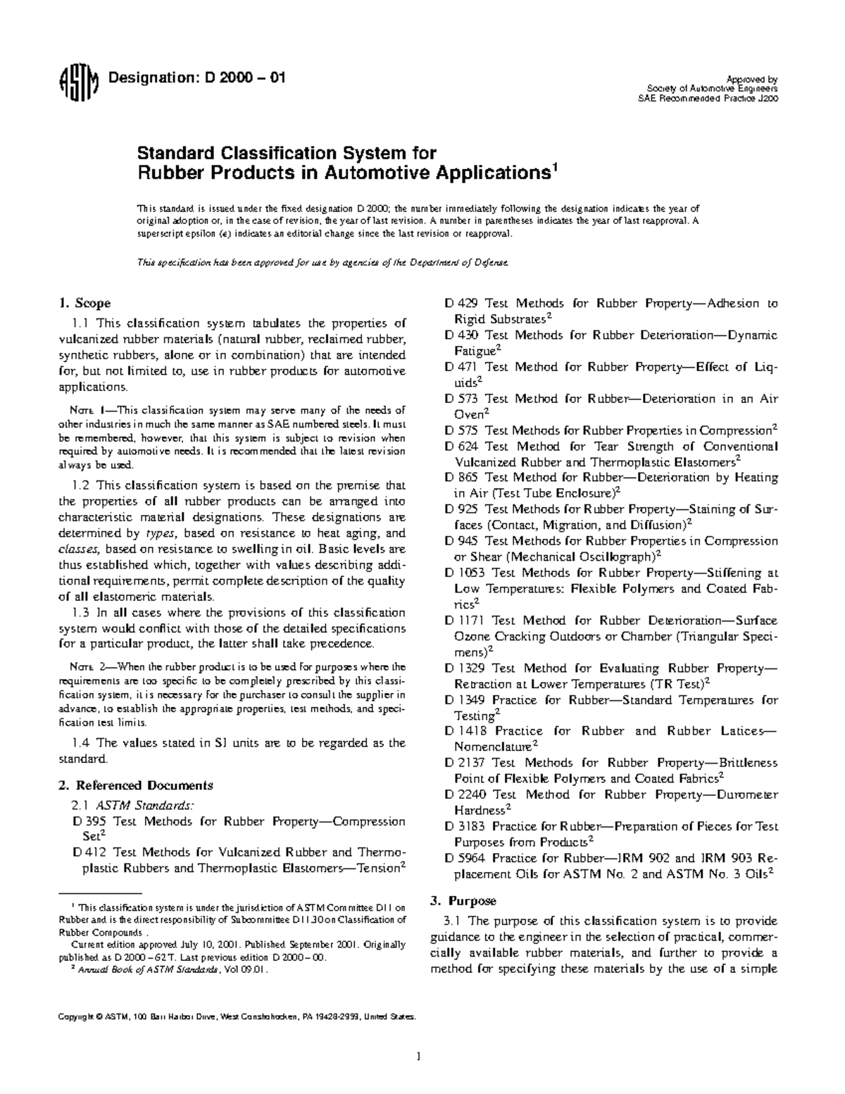 ASTM-D2000 - Nom ASTM - Designation: D 2000 – 01 Approved by Society of ...