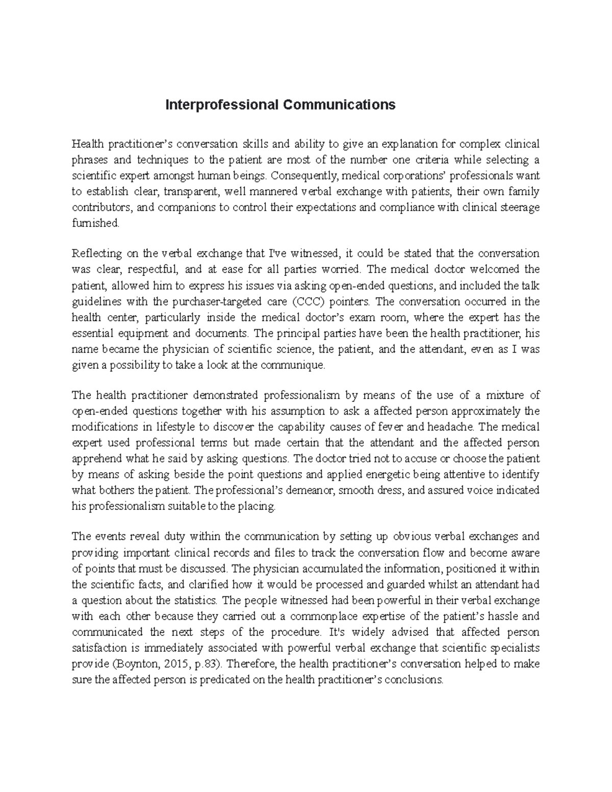 Interprofessional Communications - Consequently, medical corporations’ professionals want to ...