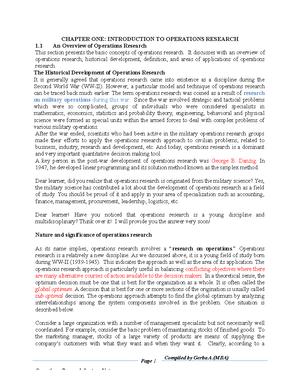 Operations Research Module - CHAPTER ONE 1. Introduction to Operations ...