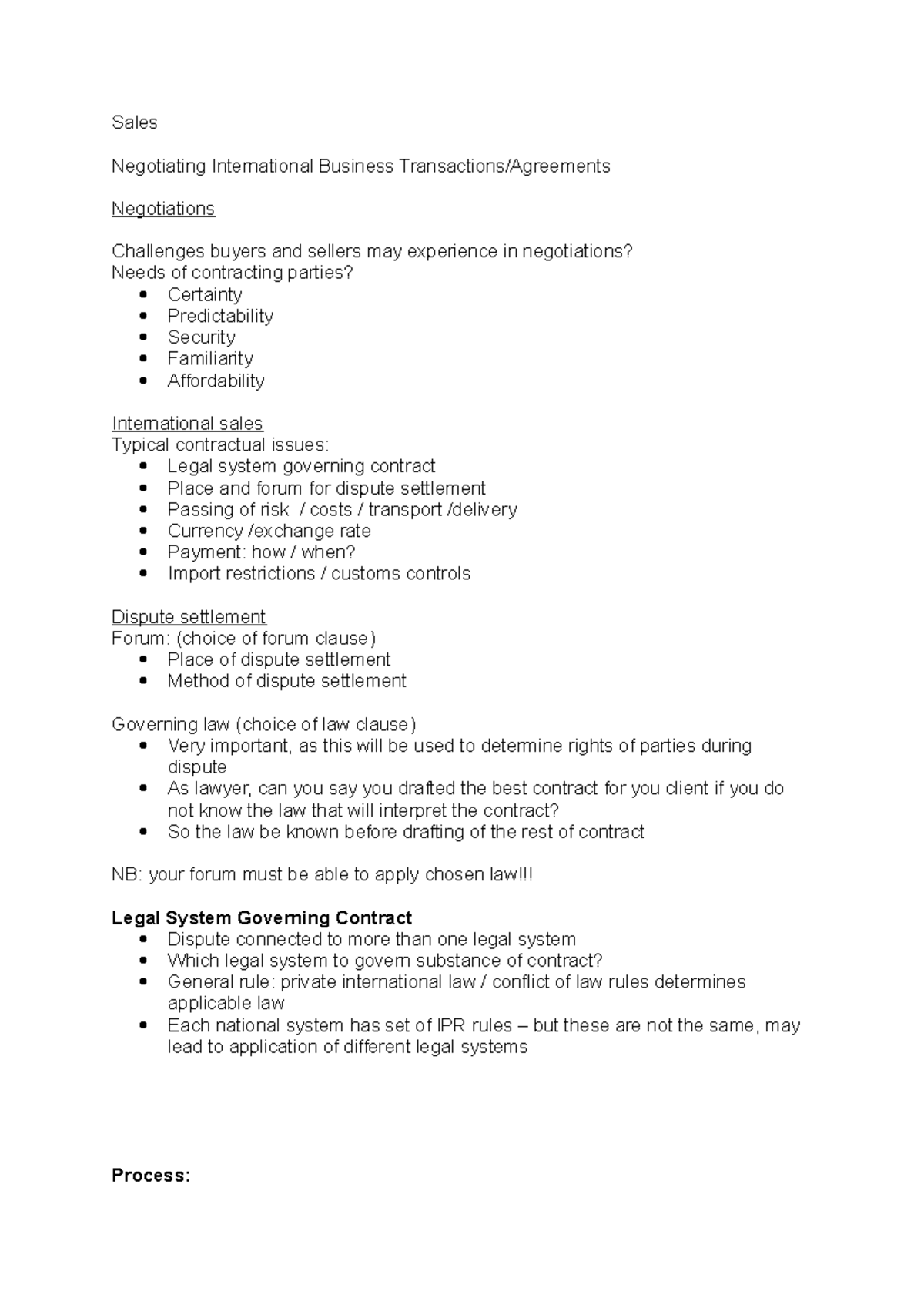 Sales Notes Summarised - Sales Negotiating International Business ...