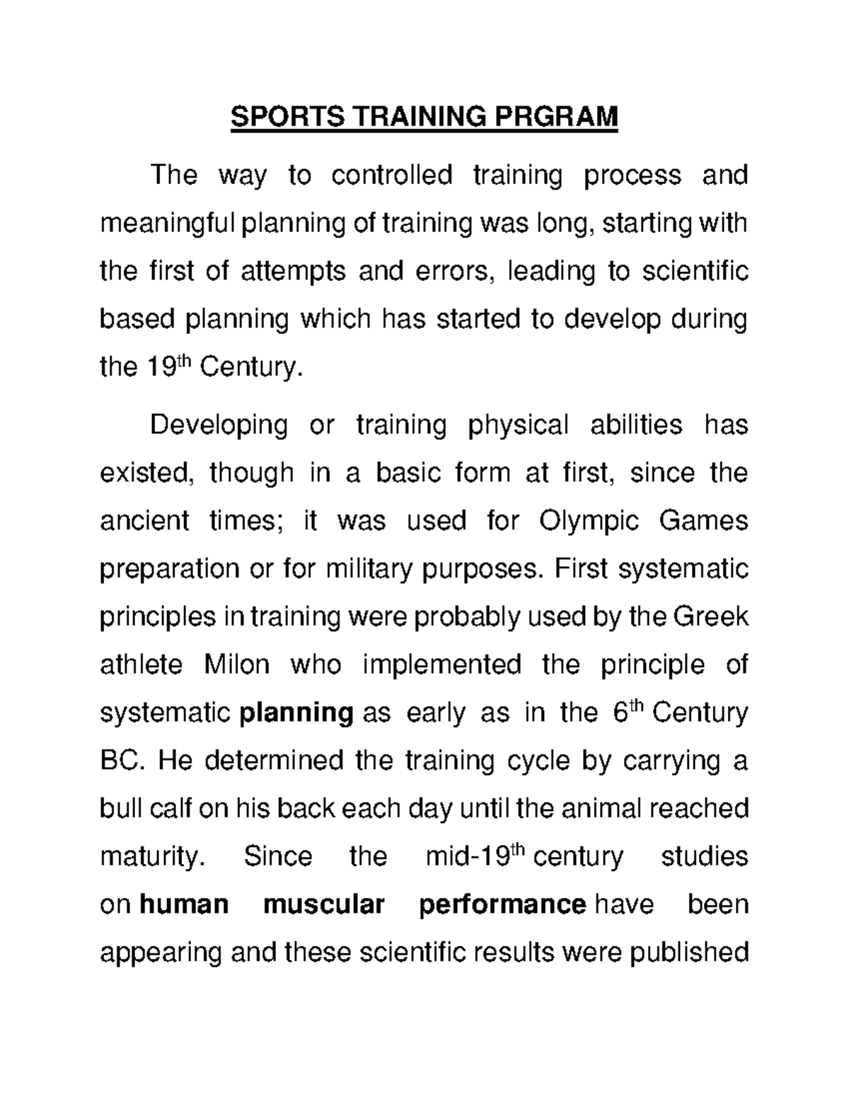 Sports Training Prgram - SPORTS TRAINING PRGRAM The way to controlled ...