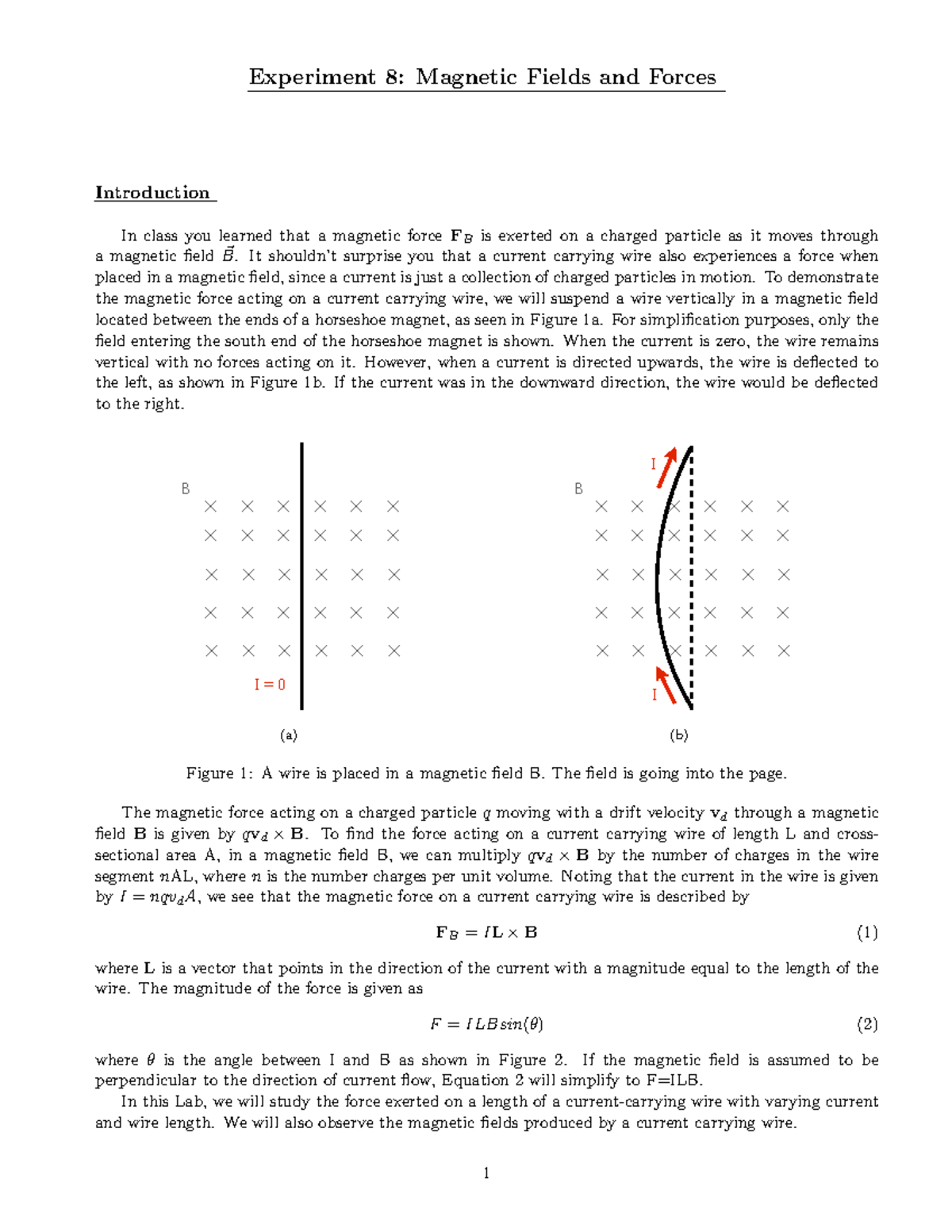Lab 8 magnetic force and fields f14 - Experiment 8: Magnetic Fields and ...