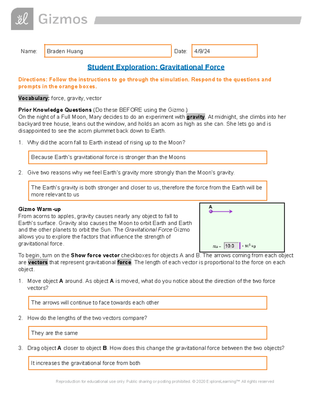 Copy of Gizmo Gravitaional Force - Name: Braden Huang Date: 4/9 ...