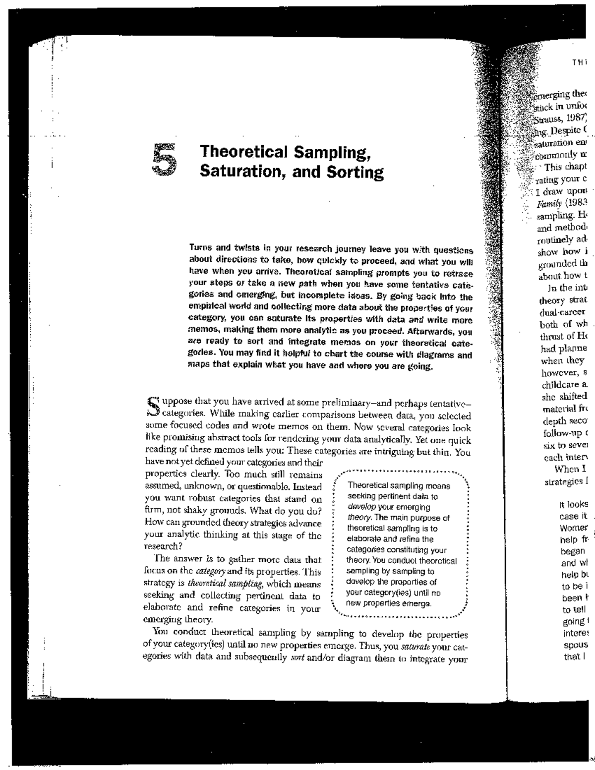 Charmaz ch5 theoretical sampling saturation sorting - THI emerging the ...