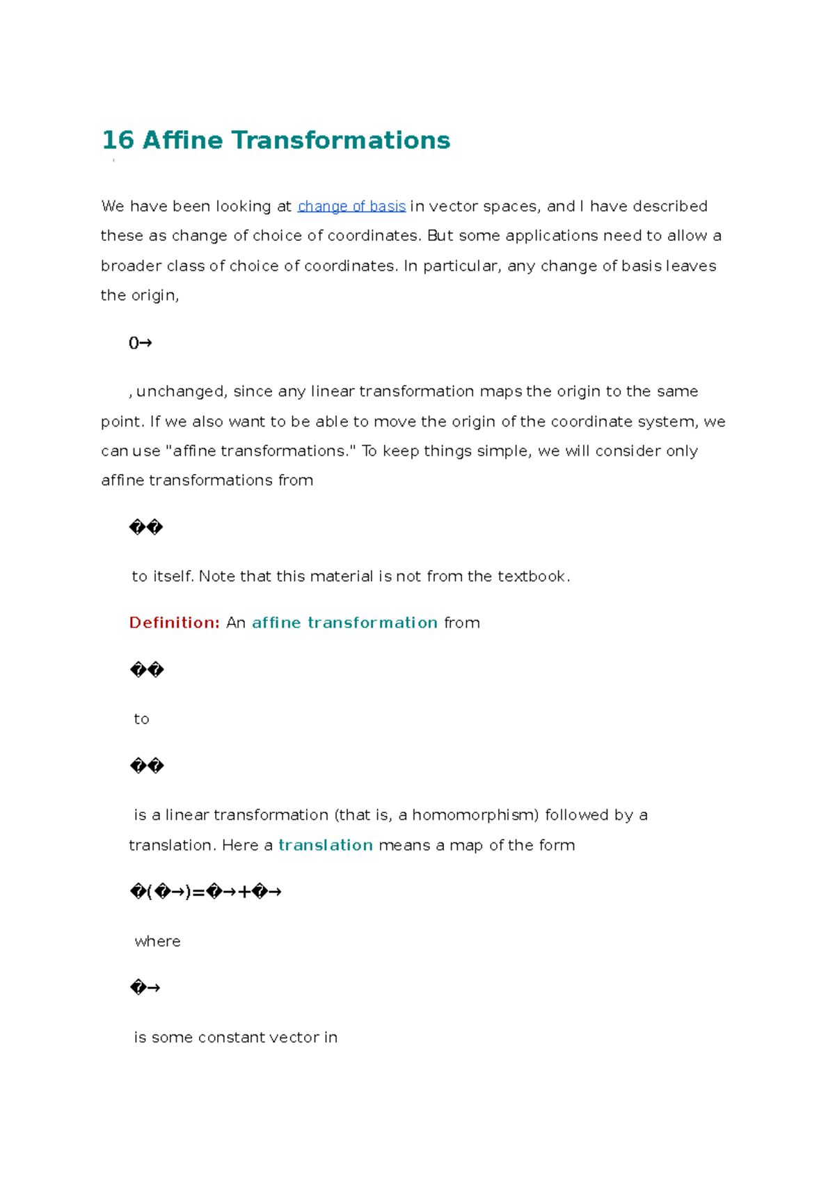 16 Affine Transformations - 16 Affine Transformations We have been ...