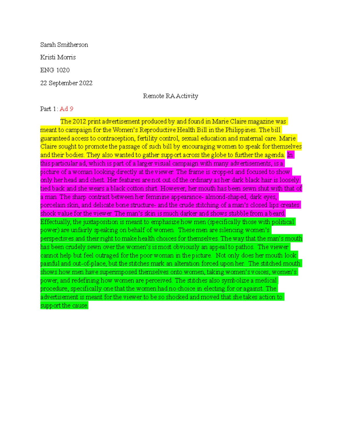 Sample Remote RA Activity with Notes and Edits - Sarah Smitherson ...