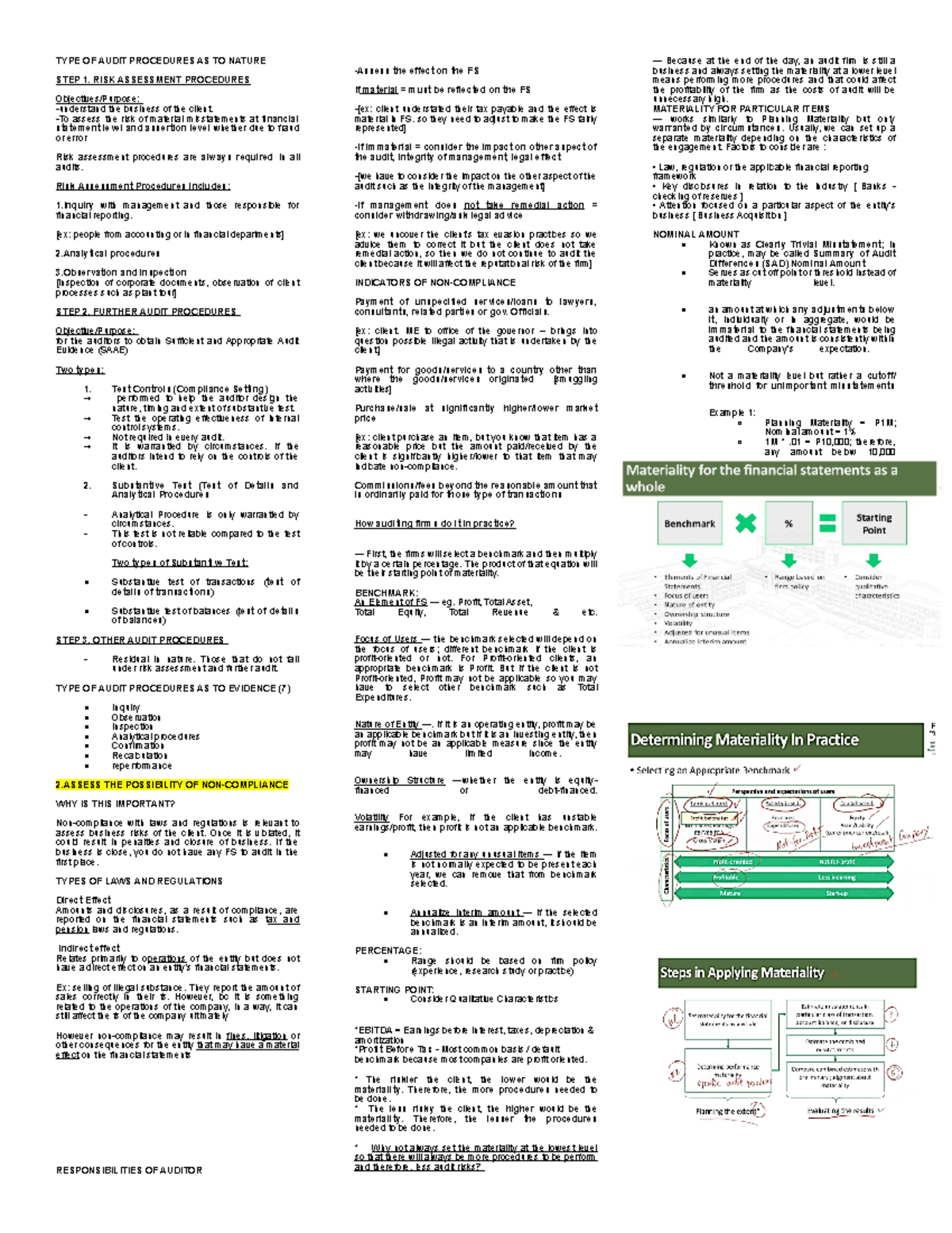 2 - lec - TYPE OF AUDIT PROCEDURES AS TO NATURE STEP 1. RISK ASSESSMENT ...