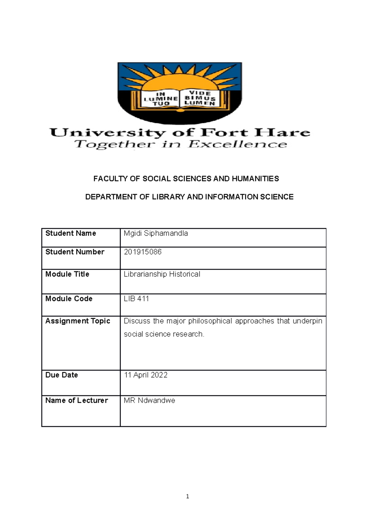 Null-1 - ASS3 - FACULTY OF SOCIAL SCIENCES AND HUMANITIES DEPARTMENT OF ...
