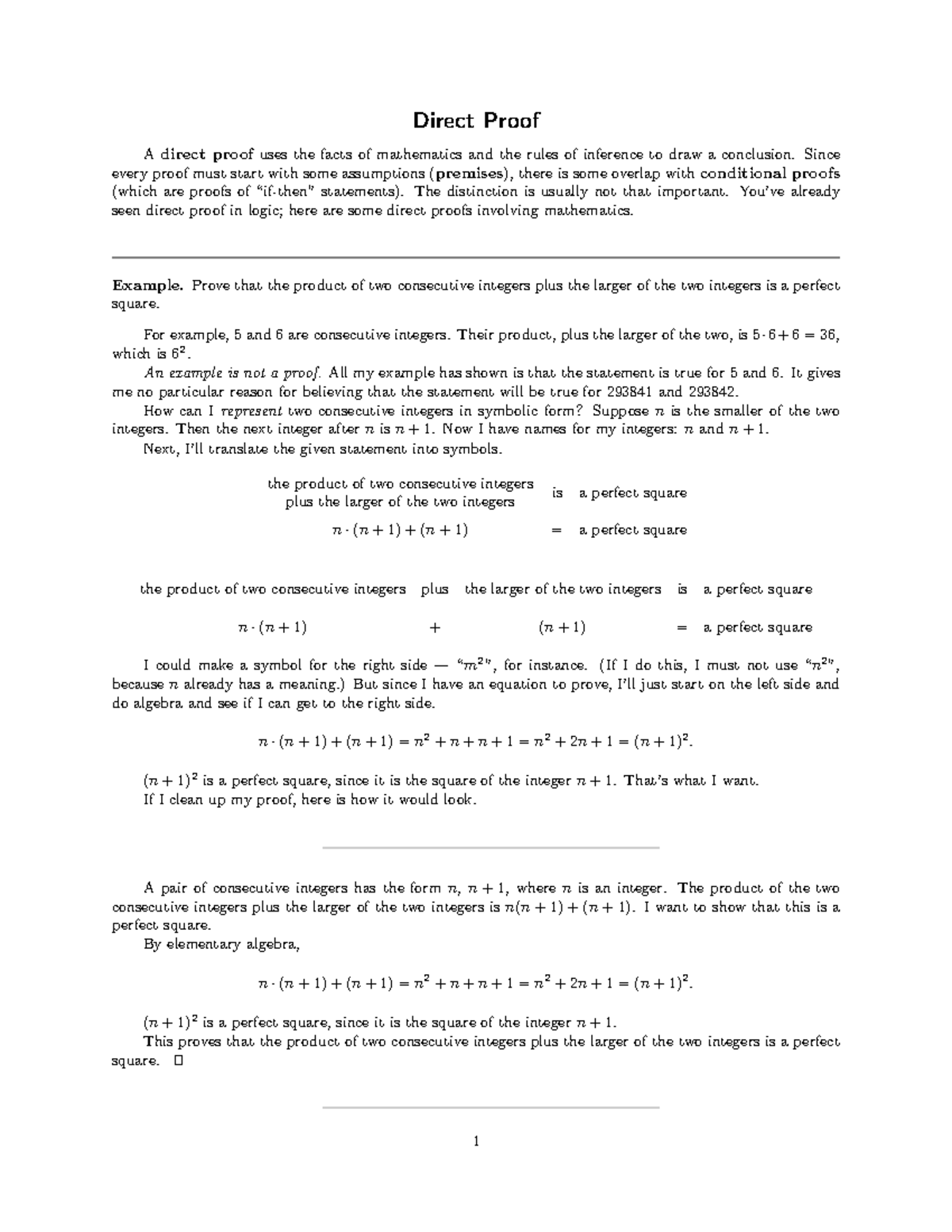 Direct-proof - additional notes on direct proofs - Direct Proof Adirect ...
