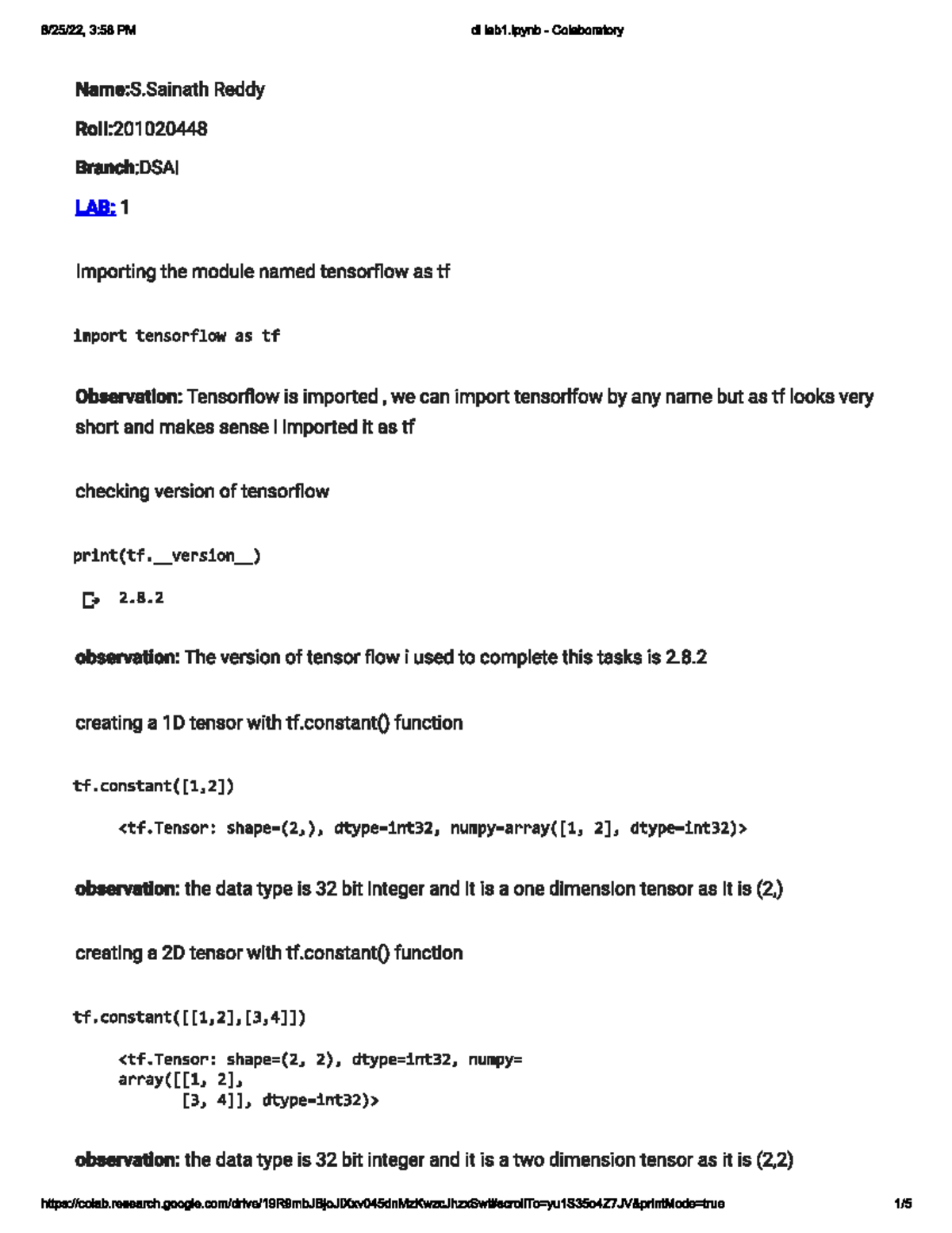 DL LAB 1 - B.tech - Studocu
