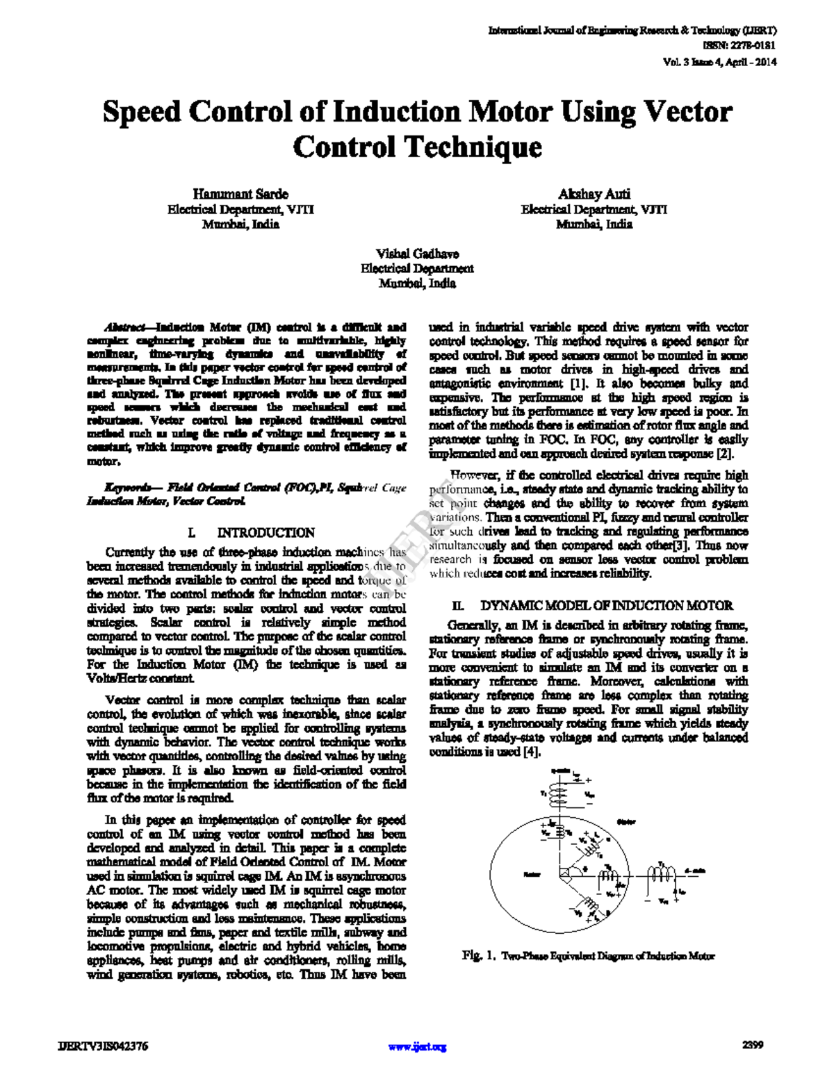 Vector control of induction moter 1lab manual - Electrical And ...