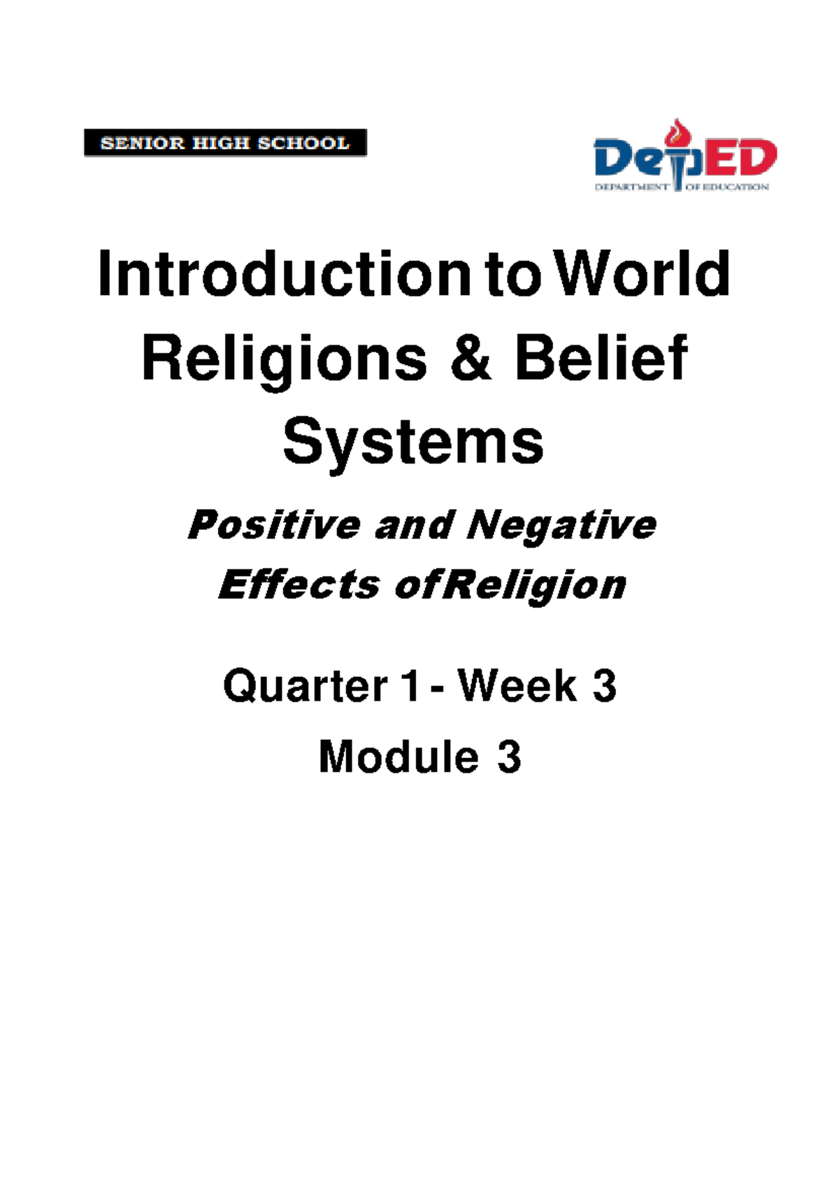 WEEK 3 intro to religion PDF - Introduction to World Religions & Belief ...