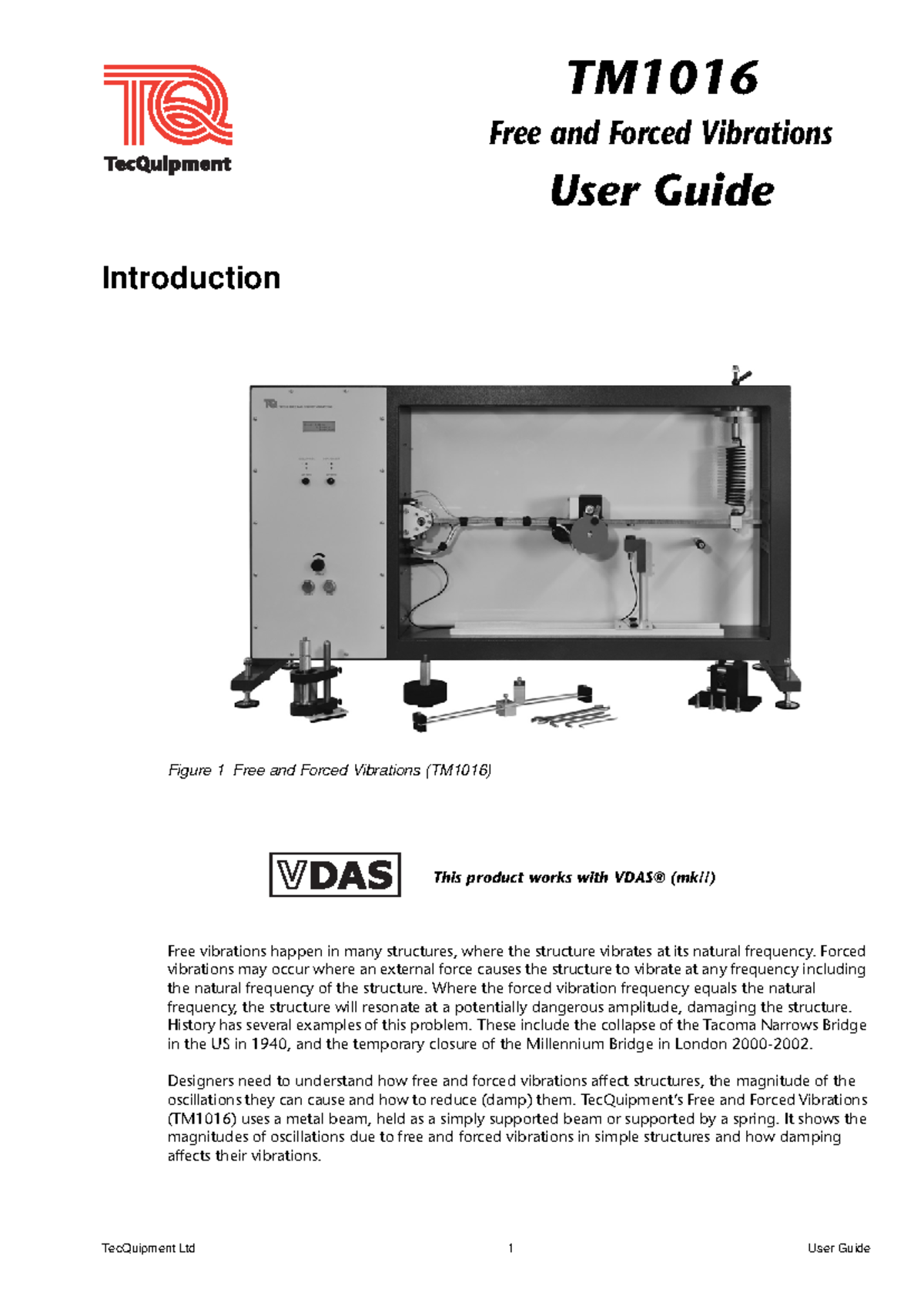 ME 316-Lab 3-5 -Free and Forced Vibration Experiments - TecQuipment Ltd ...