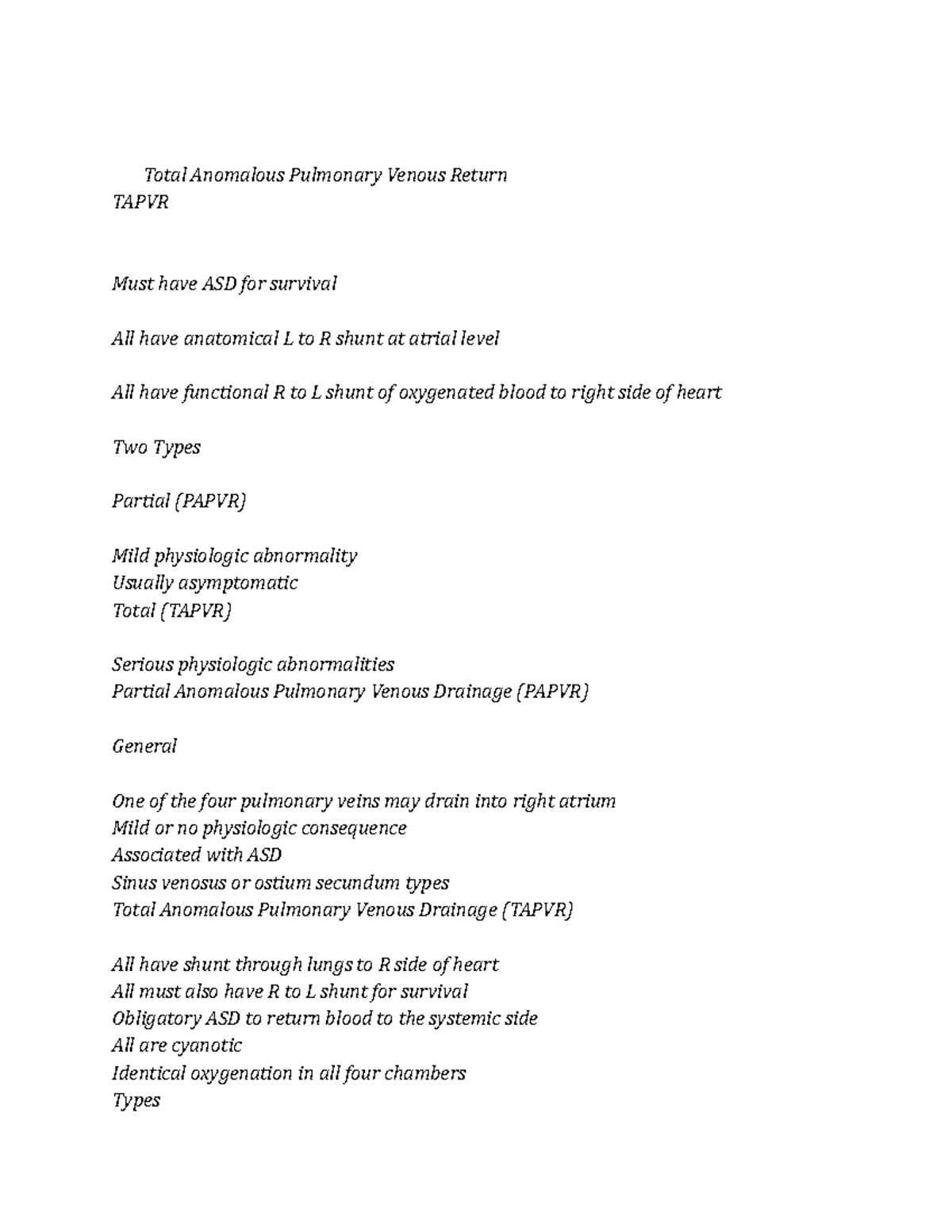 Total Anomalous Pulmonary Venous Return - Total Anomalous Pulmonary ...