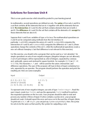 CS 1103 - Exercises Unit 4 - Solutions for Exercises Unit 4 This is a ...