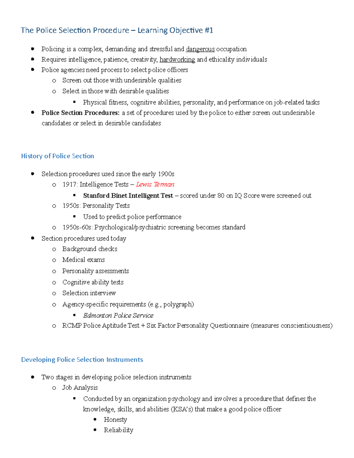 Week 3 - Police + Police Investigations - The Police Selection ...