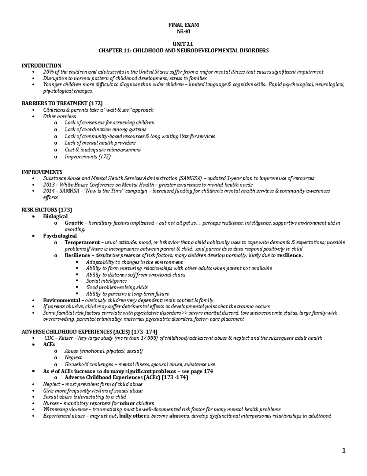 Psych Final Notes - Updated in 2022 - NURS 340 - UL Lafayette - StuDocu