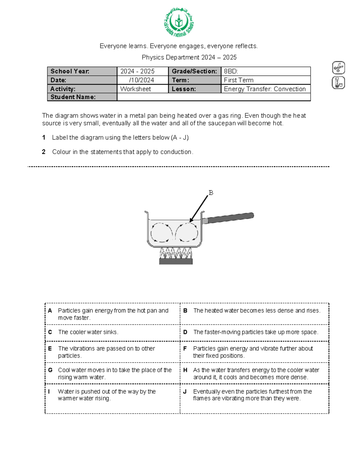 Energy Transfer - Conduction and Convection - Everyone learns. Everyone ...
