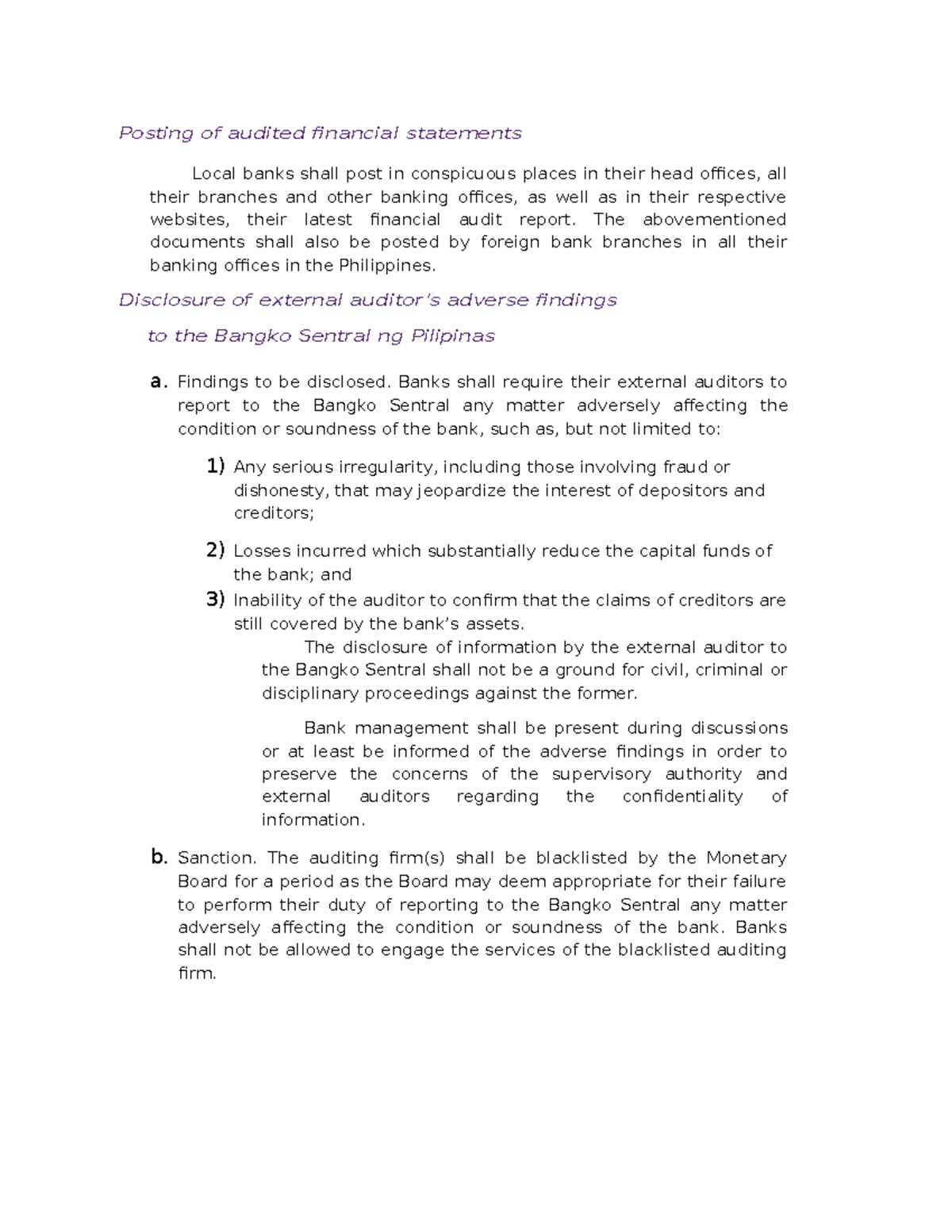 Posting & Disclosures of audited financial statements - Posting of ...