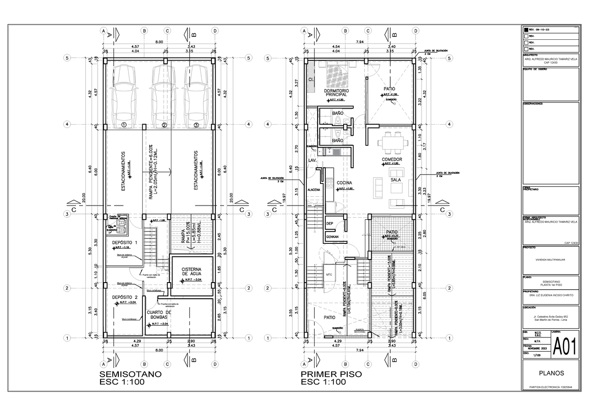 A01 merged - dfsdf dfd - MTC C C B B A A SEMISOTANO ESC 1: PRIMER PISO ...
