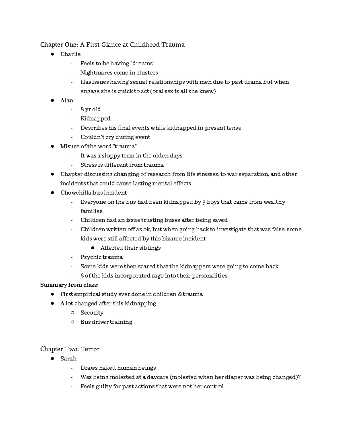 Too Scared to Cry Notes - Chapter One: A First Glance at Childhood ...