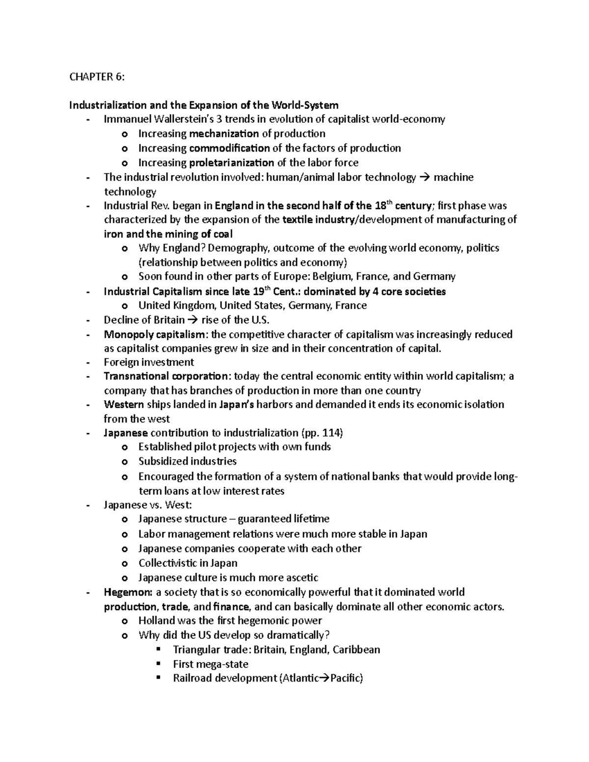 SOC Final - Sociology - CHAPTER 6: Industrialization and the Expansion ...