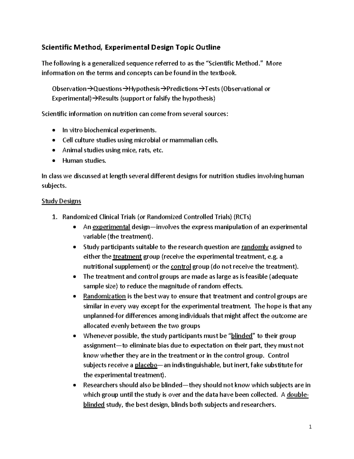 1 Scientific Method, Experimental Design, Topic Outline - ” More ...