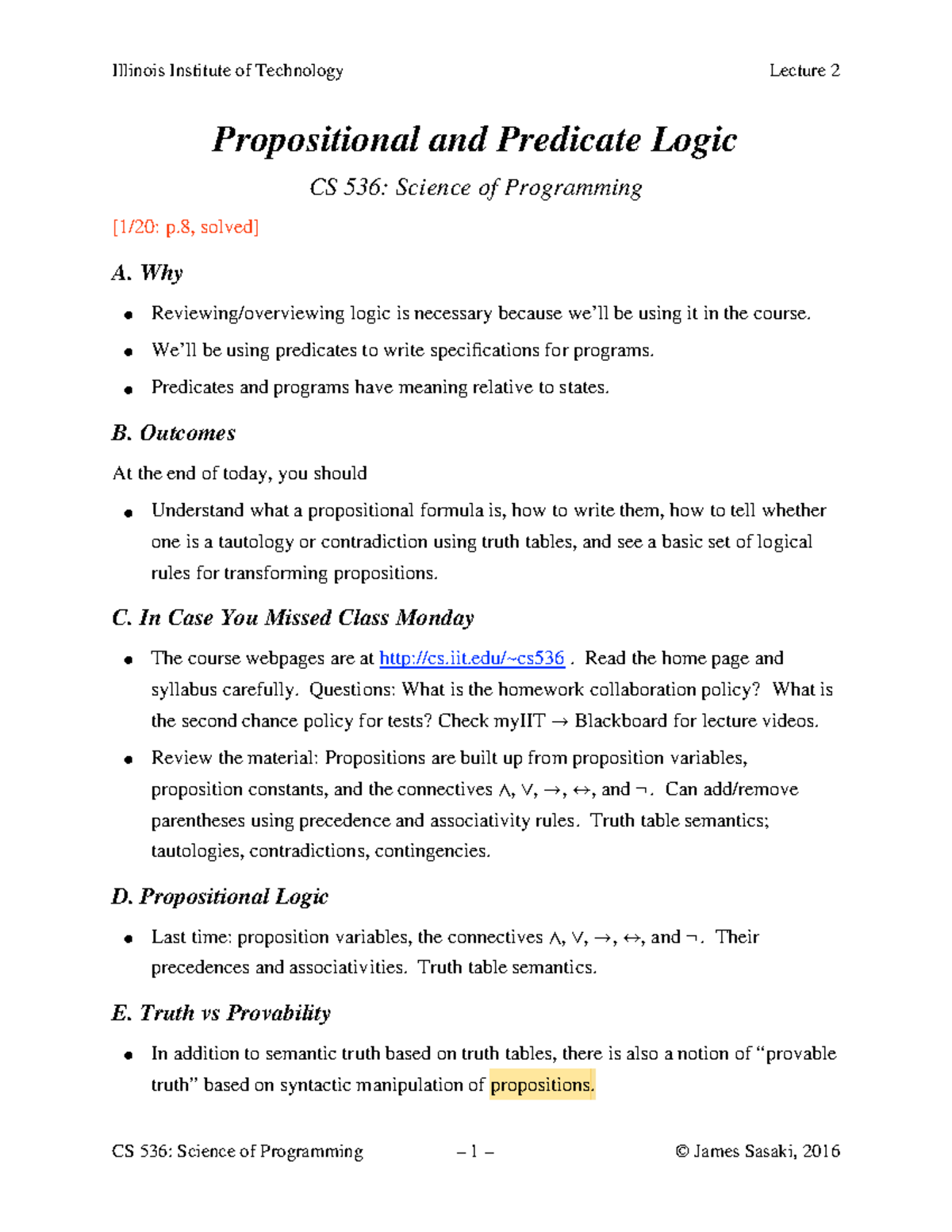 Lec2 Prop Pred - Lecture notes 2 - Illinois Institute of Technology ...