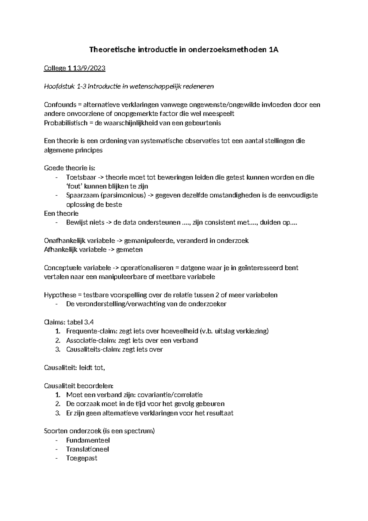 Theoretische introductie onderzoeksmethoden 1A - ..., zijn consistent ...
